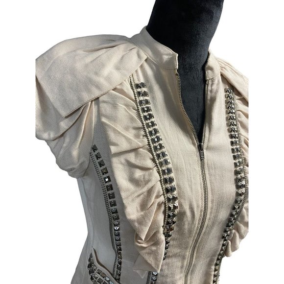 Double Zero | Tops | Double Zero Linen Blend Cap Sleeve Zip Up Blouse ...